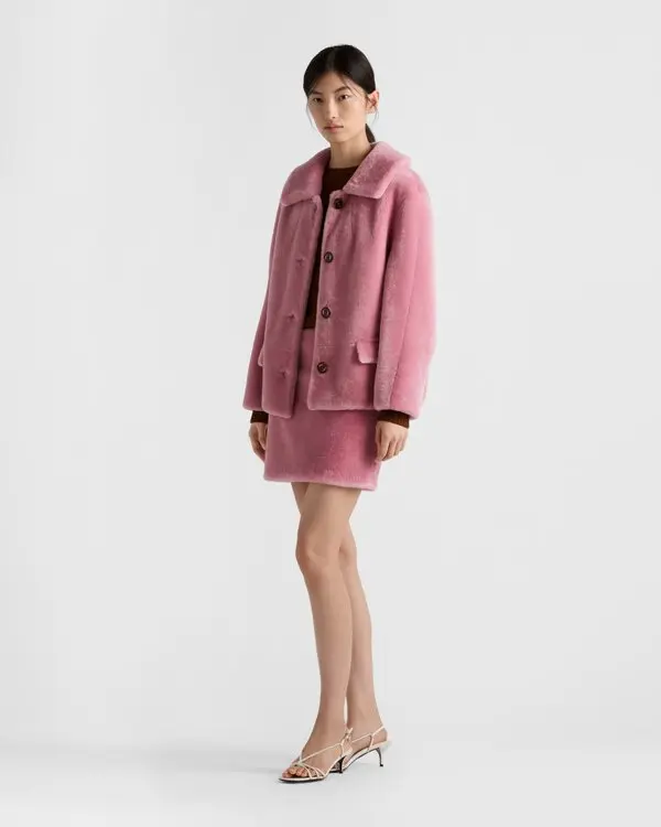 PRADA♡リネン ショートジャケット ピンク M ブルガリア製 Prada Shearling Jacket - Begonia Pink | Editorialist